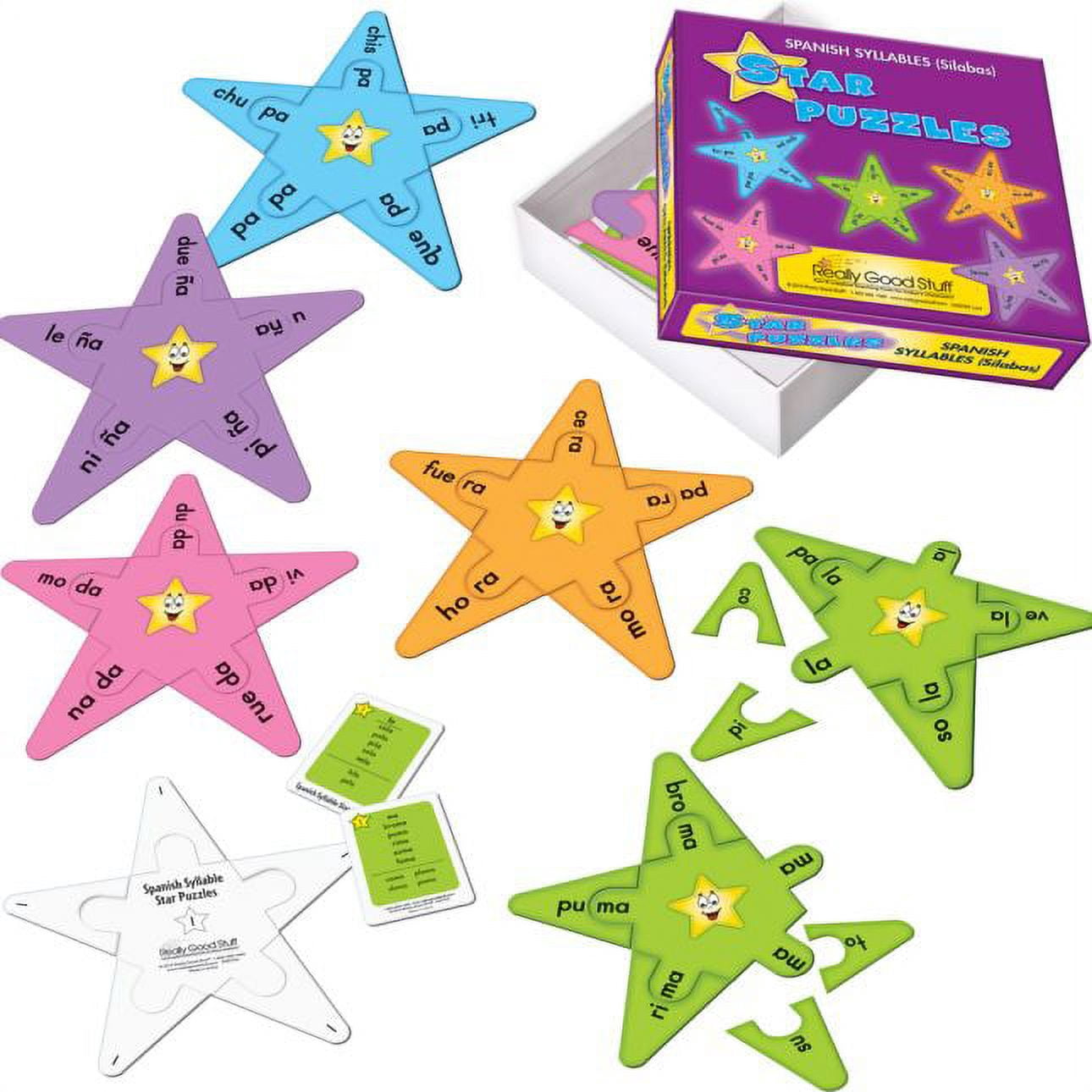 Really Good Stuff Spanish Syllable Star Puzzles - 20 puzzles, 10 answer ...