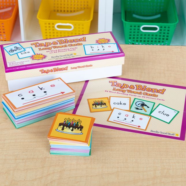 Really Good Stuff Tap and Blend Long Vowel Cards - 168 cards - Walmart.com