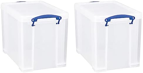 Really Useful Box 19 Liter Plastic Stackable Storage Container w/Snap Lid & Built-In Clip Lock ...