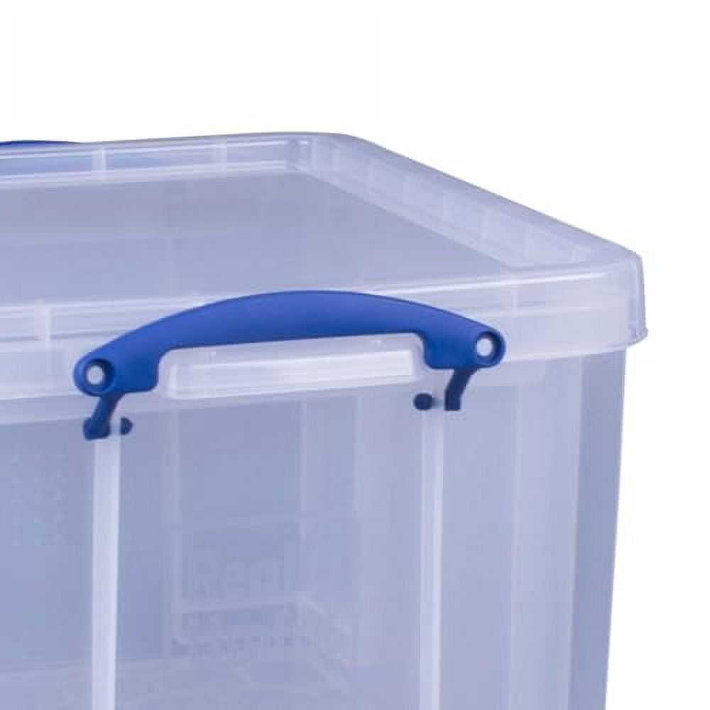 Really Useful Box 3 Pack 32 Liter Plastic Stackable Storage Bin Containers with Lids, Clear ...