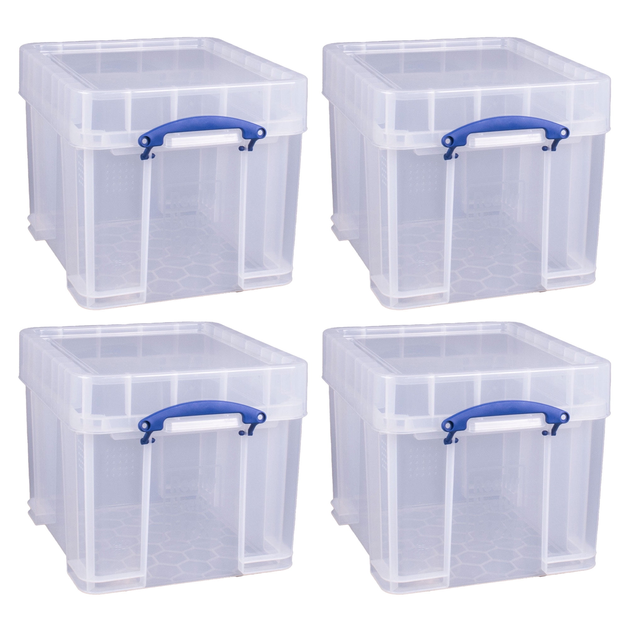 Really Useful Box 35L Transparent Storage Container with Snap Lid, 4 ...