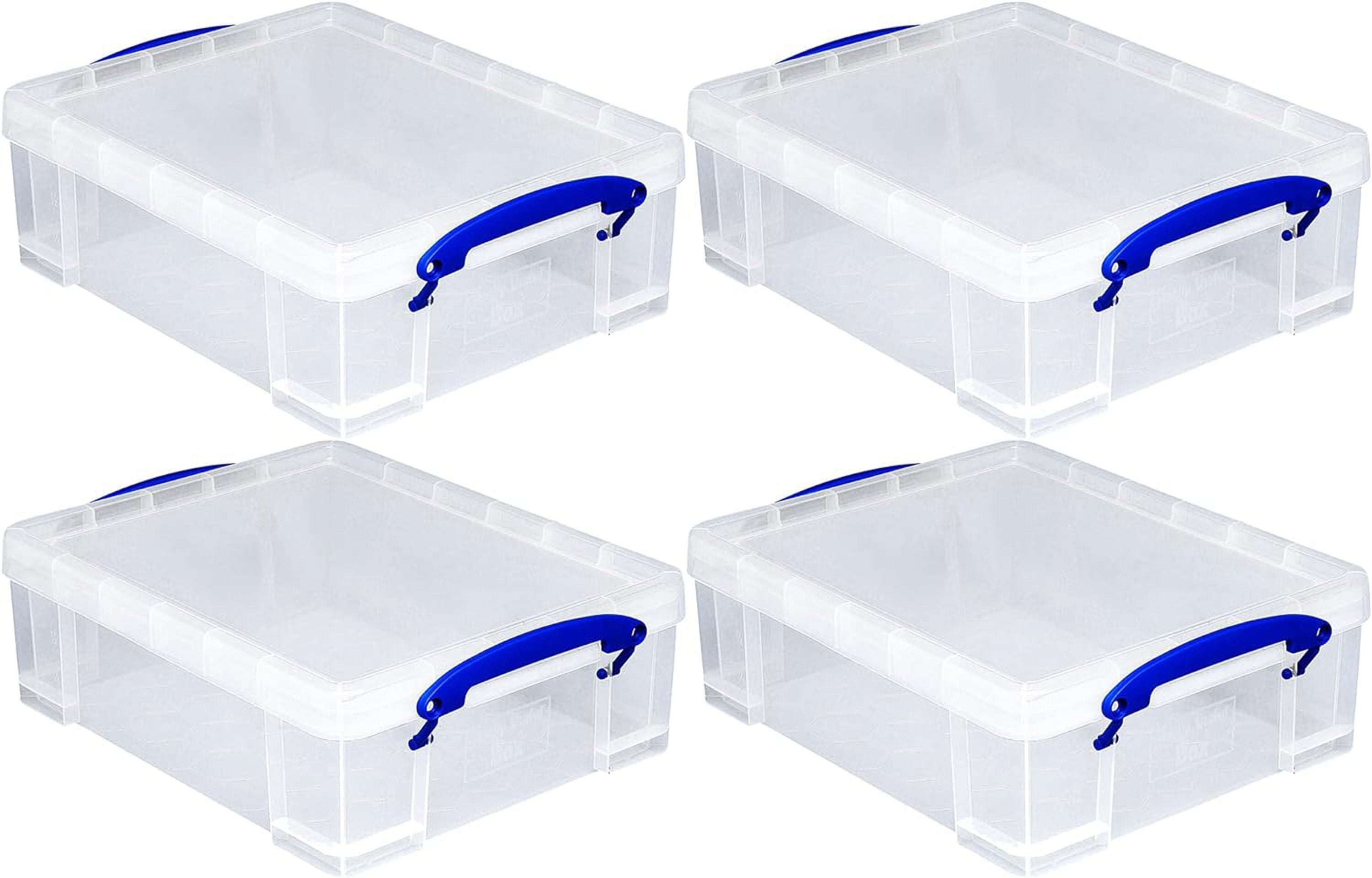 Really Useful Box 4 Pack Storage Bins, Clear Plastic Stackable ...