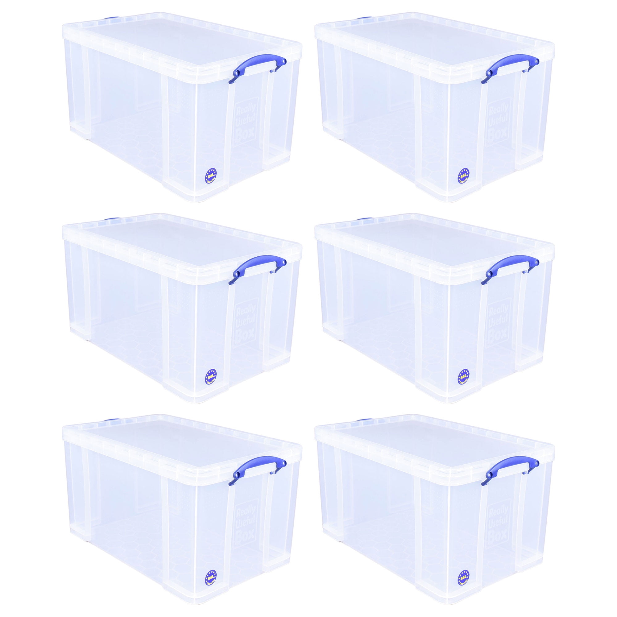 Really Useful Box 84L Storage Bin w/Snap Lid & Clip Lock Handle, 6 Pack ...