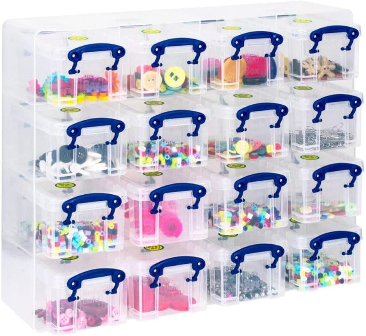 Really Useful Plastic Storage Box 0.3 Litre Organiser Pack (16 x 0.3L) Clear Frame with Clear ...