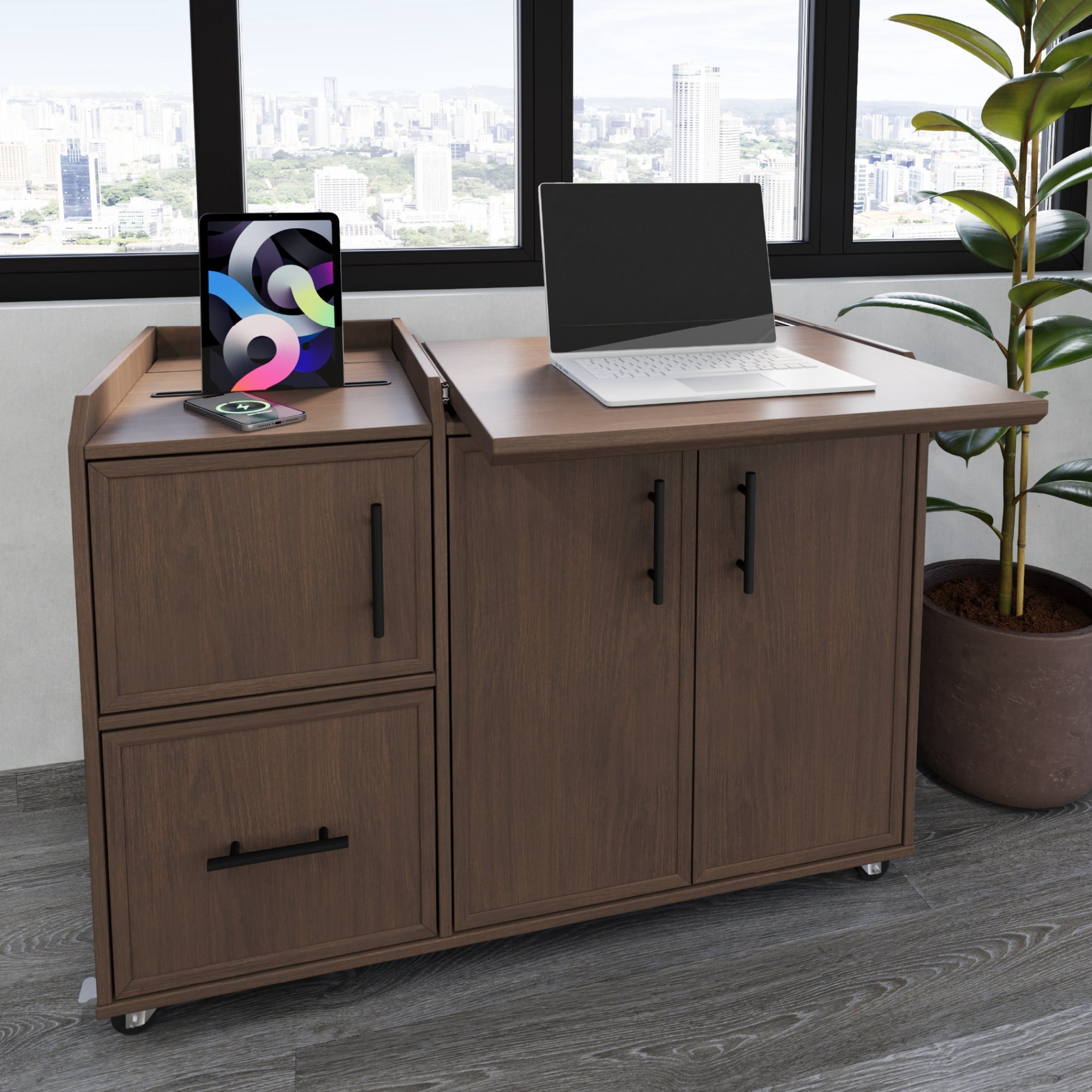 Realspace® 40"W Multifunction Mobile File Cabinet Printer Stand with ...