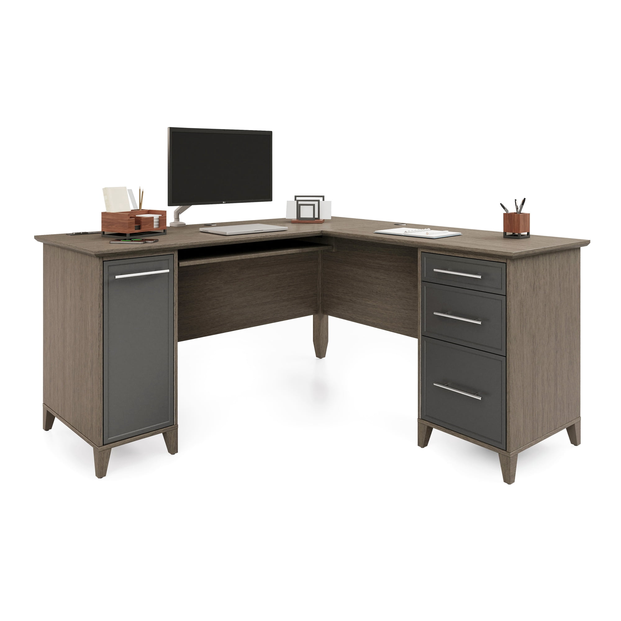 Realspace® Koru 60"W L-Shaped Corner Computer Desk With Integrated ...