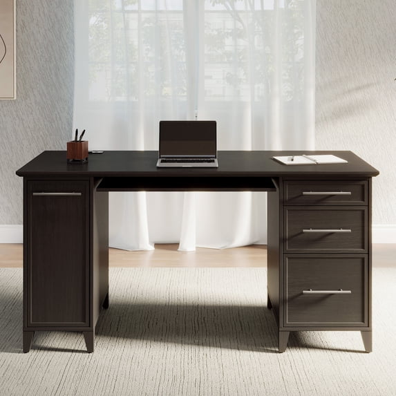 "Realspace Koru 60""W Straight Office Desk with Drawers, Integrated ...
