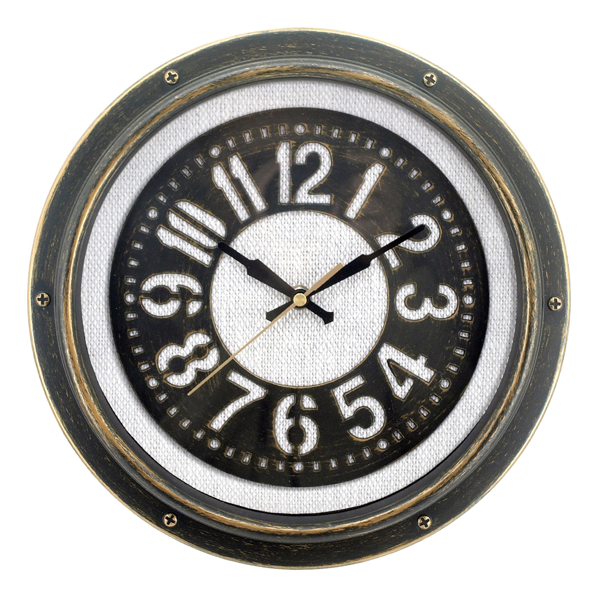 Realspace Round Wall Clock, 12", Gray Burlap/Matte Black - Walmart.com