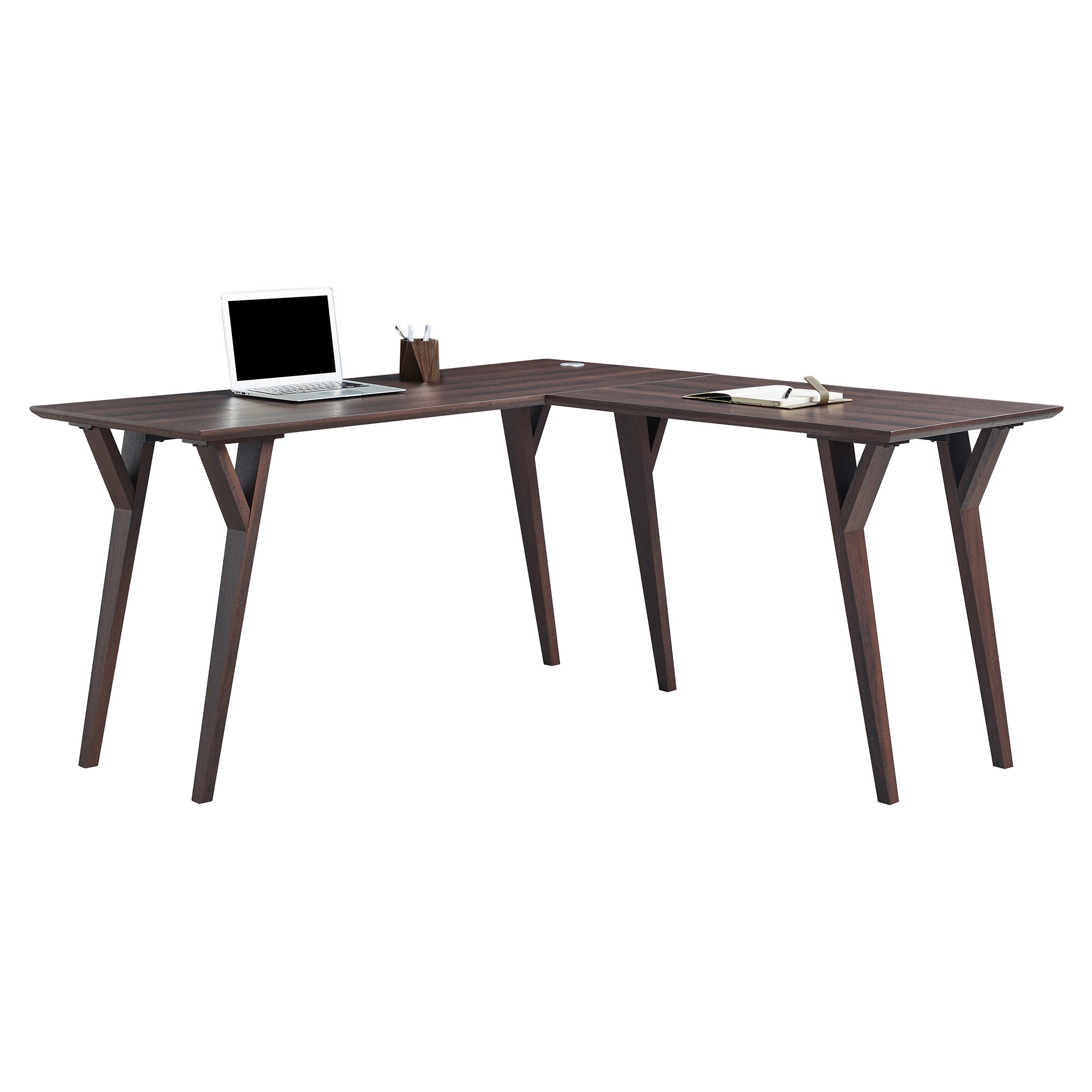 Realspace® Trezza 62"W L-Shaped Computer Desk, Warm Walnut - Walmart.com