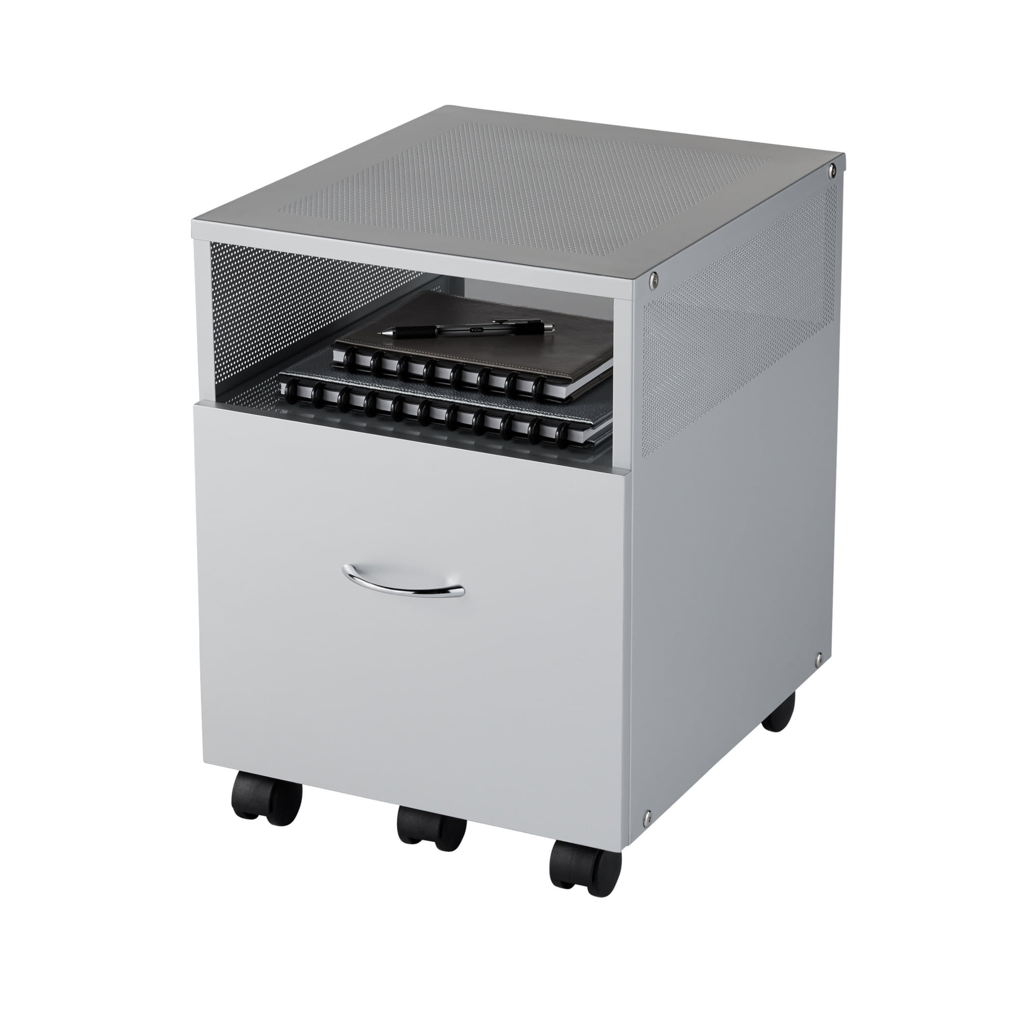 Realspace Vista 38 D Metal Mobile File Storage Cart Silver