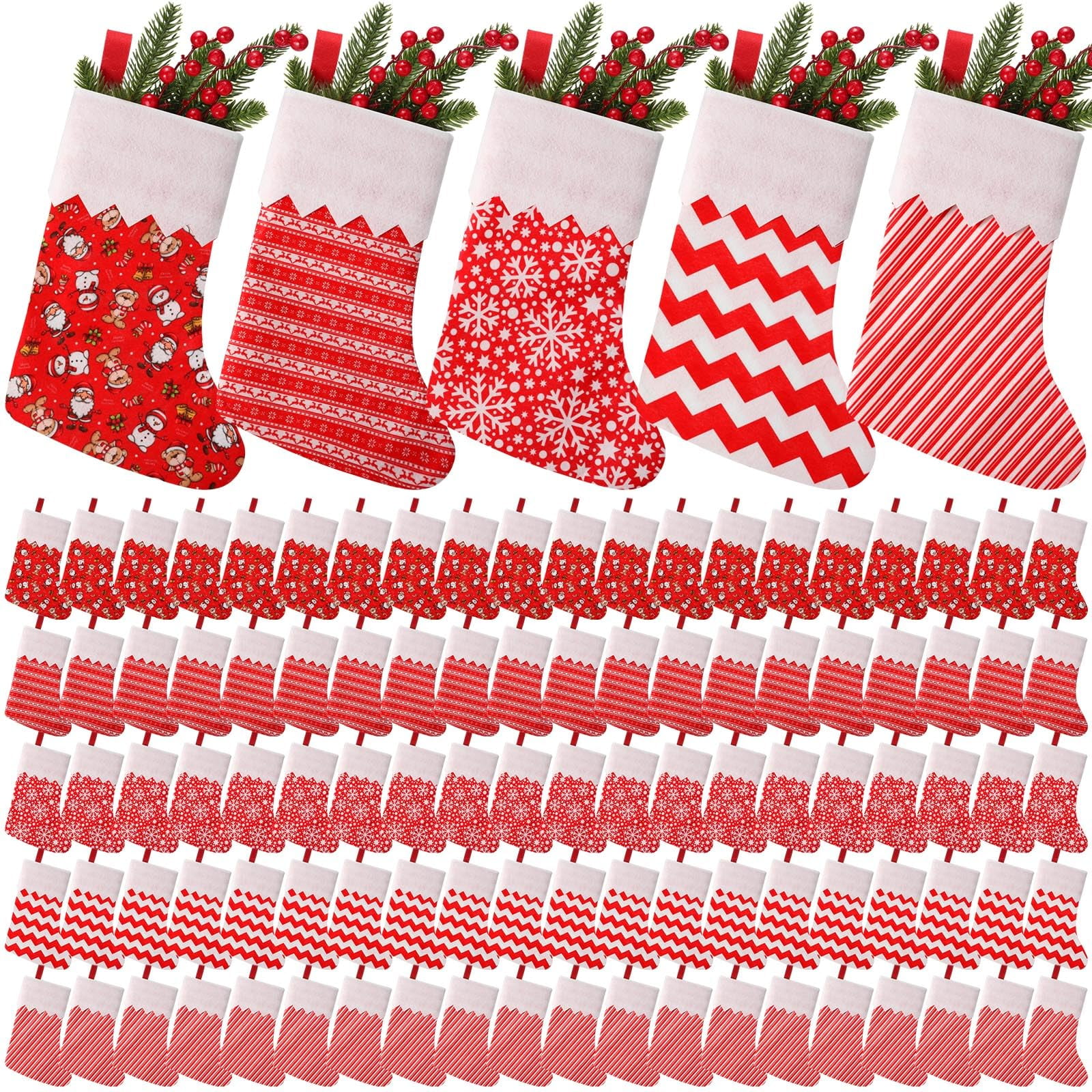 Realspring 100 Pcs Christmas Felt Stockings Bulk 15 Inch Large Xmas ...