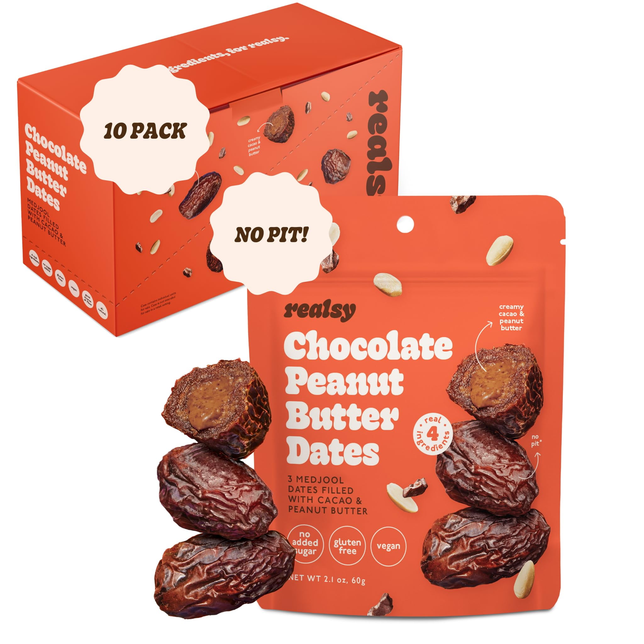 Realsy Peanut ButterEGSC Chocolate Filled Medjool Dates, Organic Dates ...