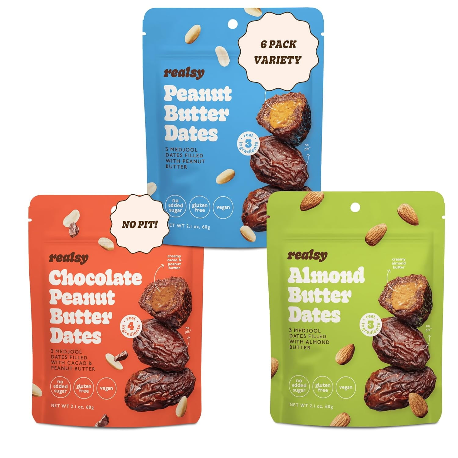 Realsy Pitted & Stuffed Medjool Dates, Organic Dates with No Sugar ...