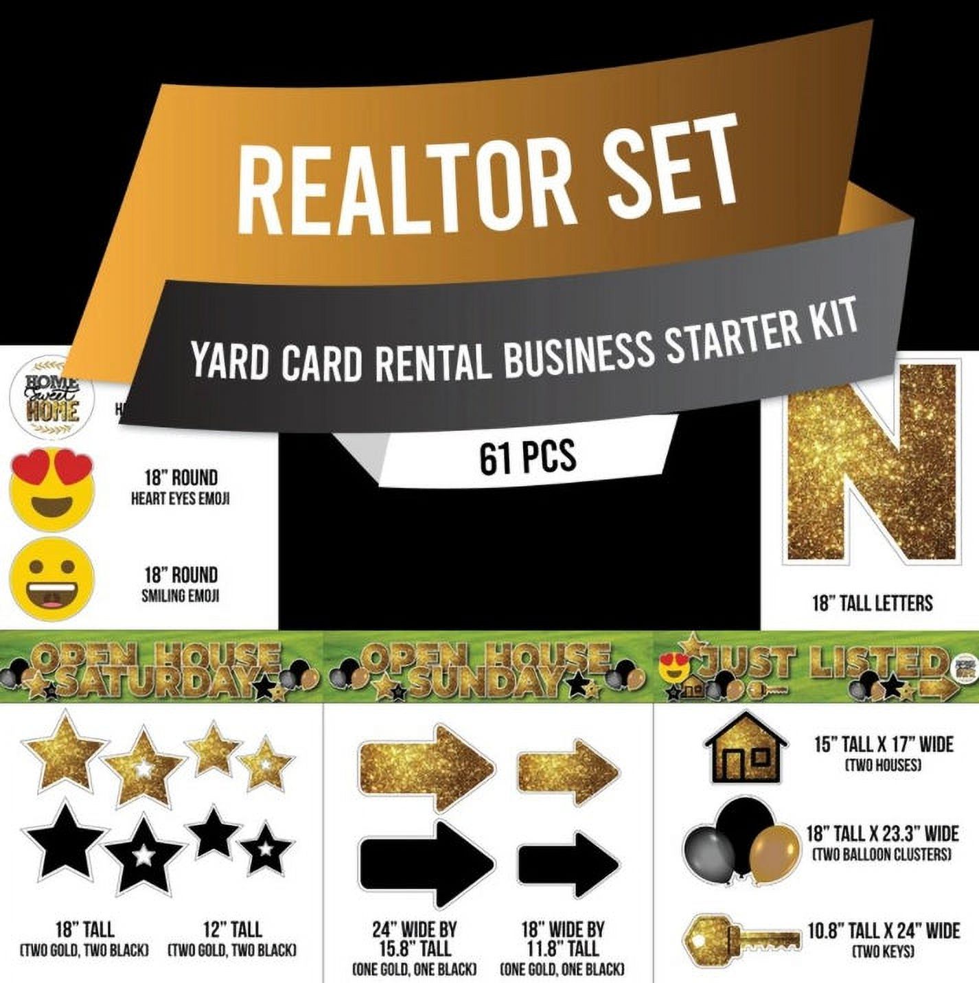 Realtor Starter Yard Sign Package, 61-Piece Set with 122 Short Stakes ...