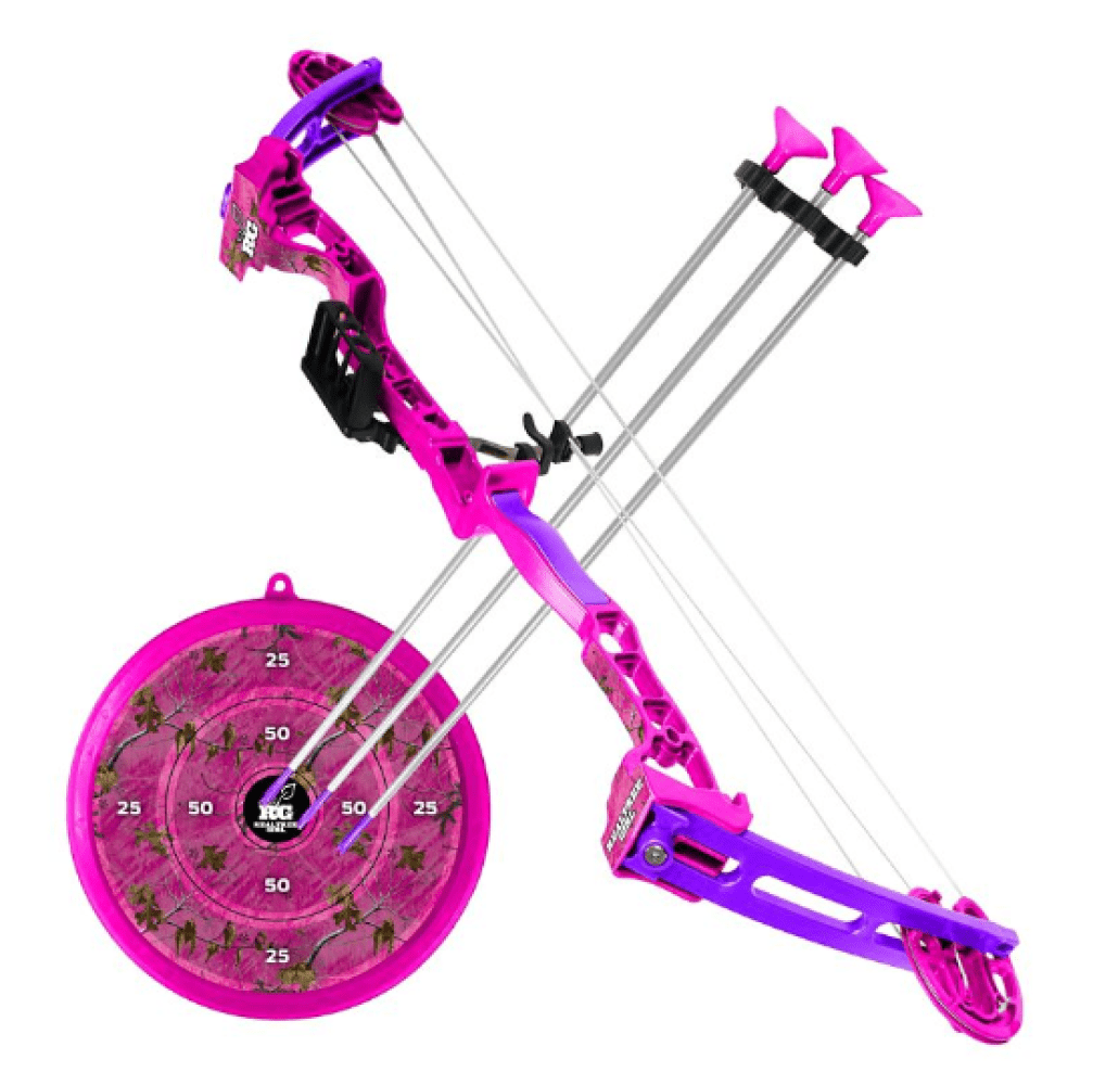 Realtree 25028T21 Pink Toy Compound Bow Set: Kids Youth Archery with 3 Arrows for Junior ...