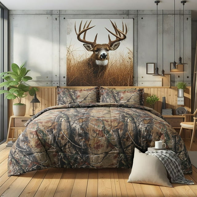 Realtree All Purpose Camo Twin Comforter Set 2 Piece Polycotton Rustic