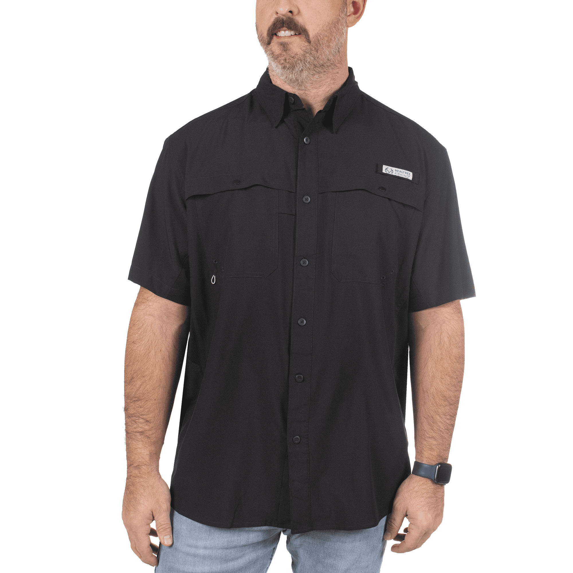 Realtree Men's Black Short Sleeve Fishing Shirt L - UV Protection ...