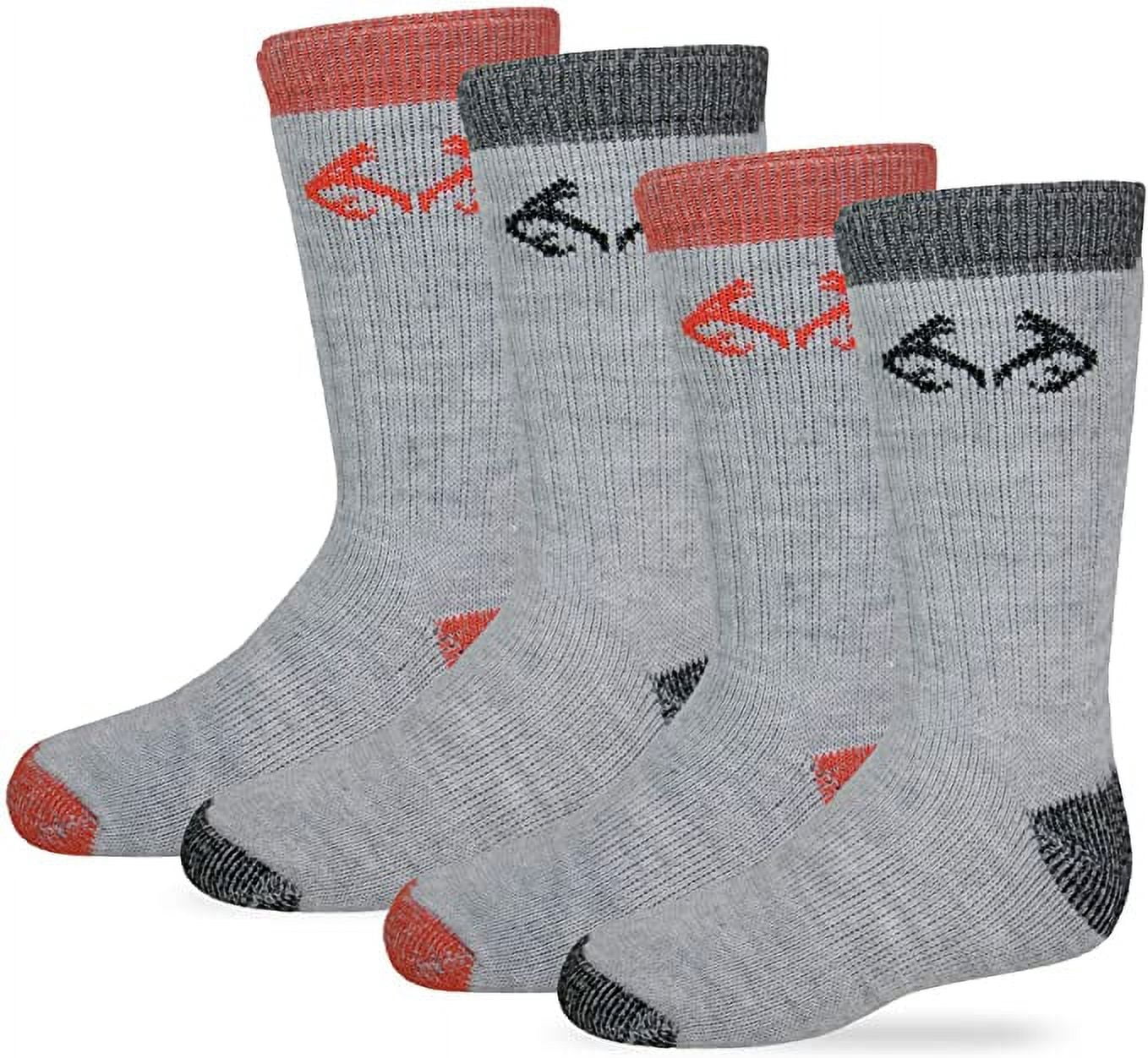 Realtree Boys Socks, 4 Pair Merino Wool Outdoor Kids Youth Boot Socks ...