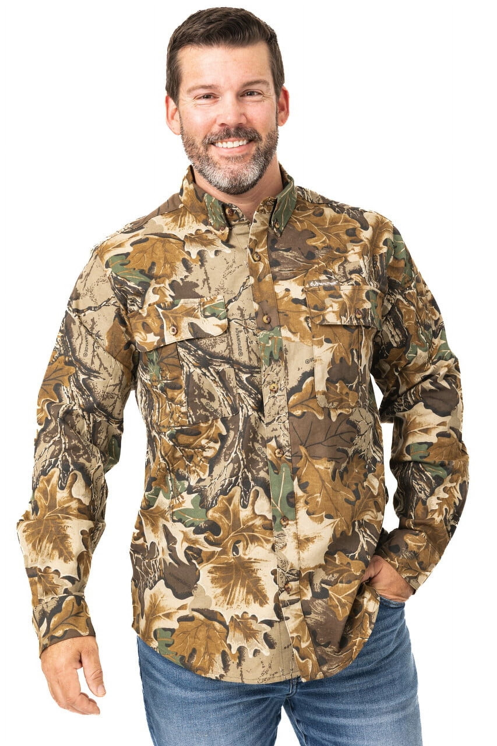 Realtree Men's Button Down Long Sleeve Camp Shirt, Advantage Classic ...