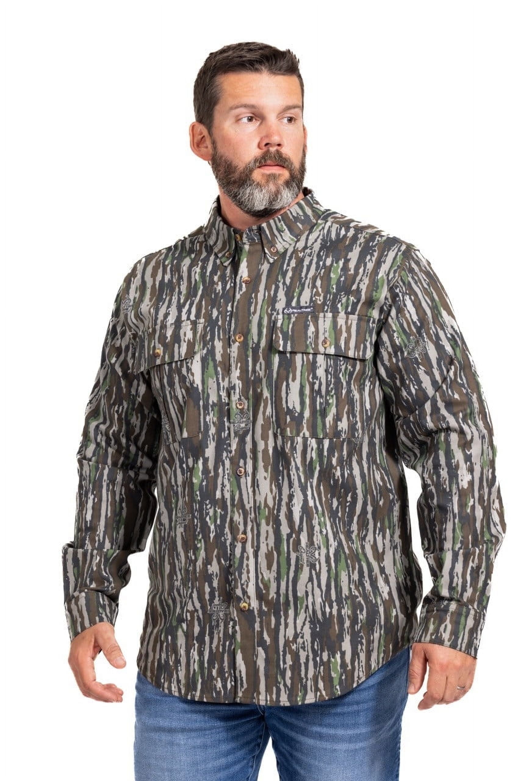 Realtree Men's Button Down Long Sleeve Camp Shirt, Original Camo ...