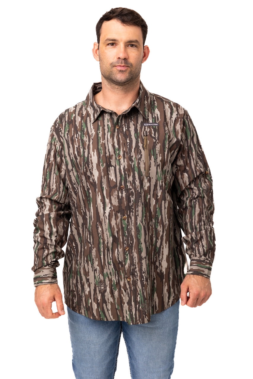 Realtree Men's Button Down Long Sleeve Shirt – Original Camo ...