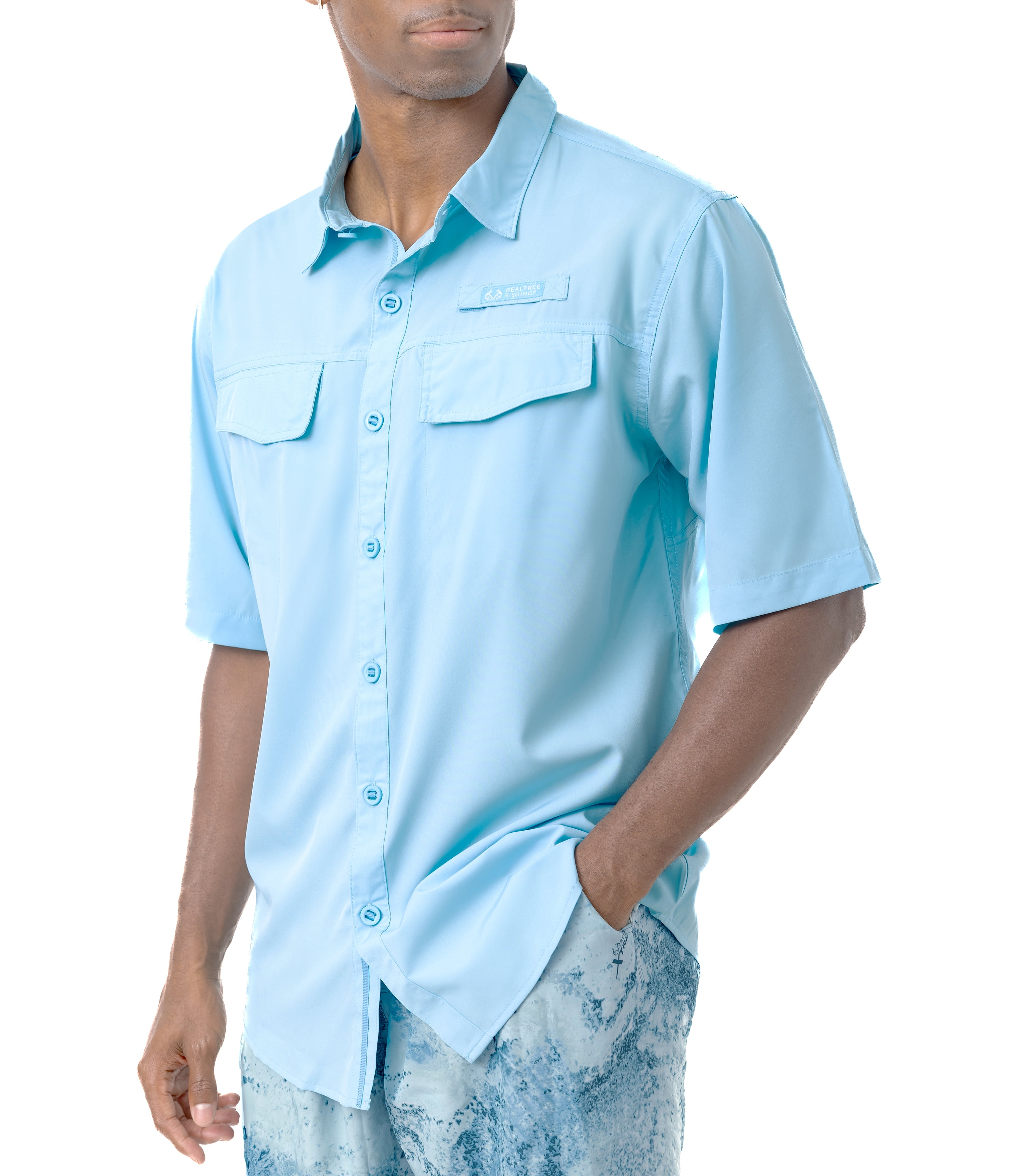 Realtree Men's Short Sleeve River UPF 50+ Fishing Blue Shirt | Size 2X ...