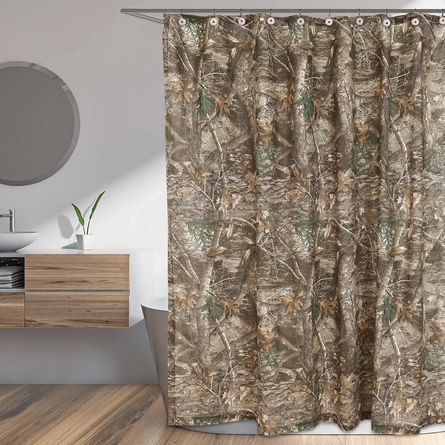 Realtree Edge Camo Theme Shower Curtain, 72x72 Inch, Durable, Easy Care ...