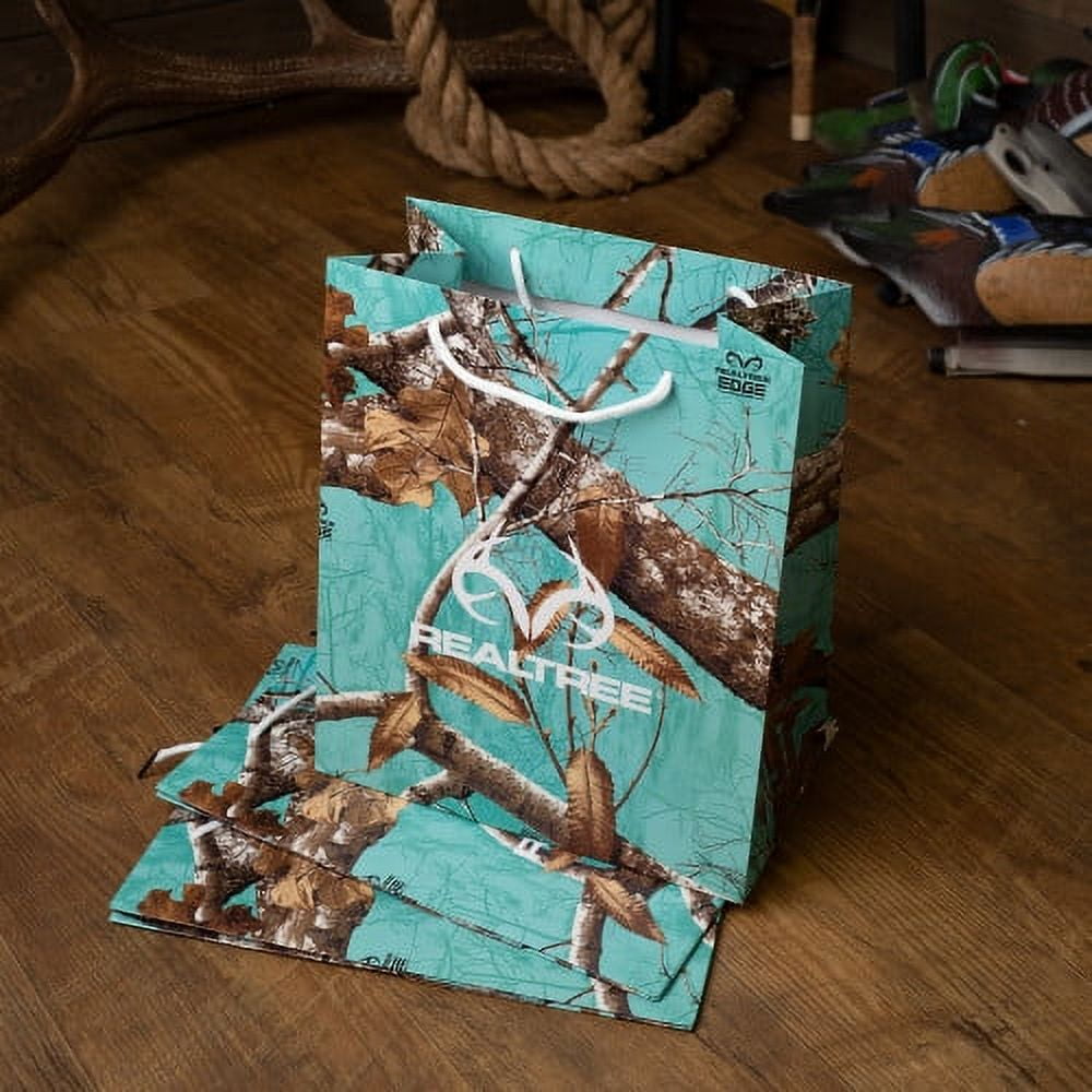 Realtree Edge Mint Camo 3-Pack Gift Bags, Medium 6" x 10-1/2" x 12-1/2 ...