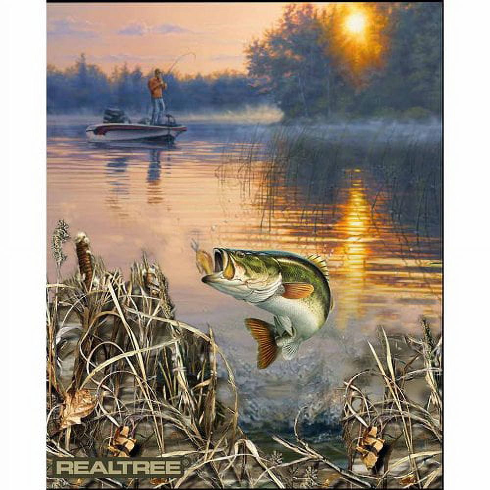 Realtree Fabrique Innovations Cotton 36" x 44" Bass Quilting Fabric, 1 ...