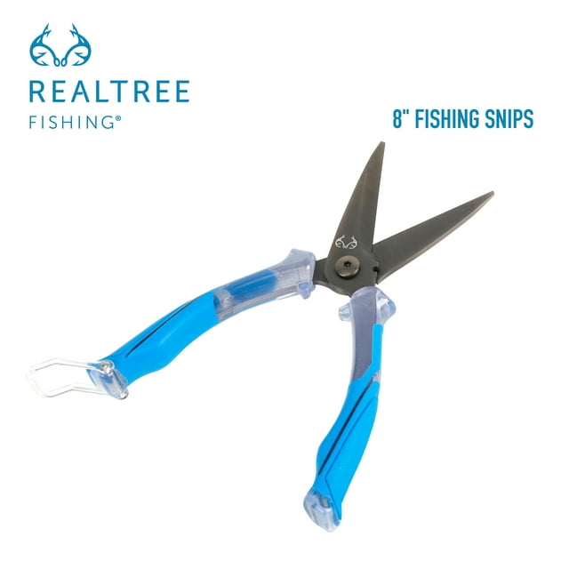 Realtree Fishing 8-inch Stainless Steel Snips with Wire Cutter, Compact ...