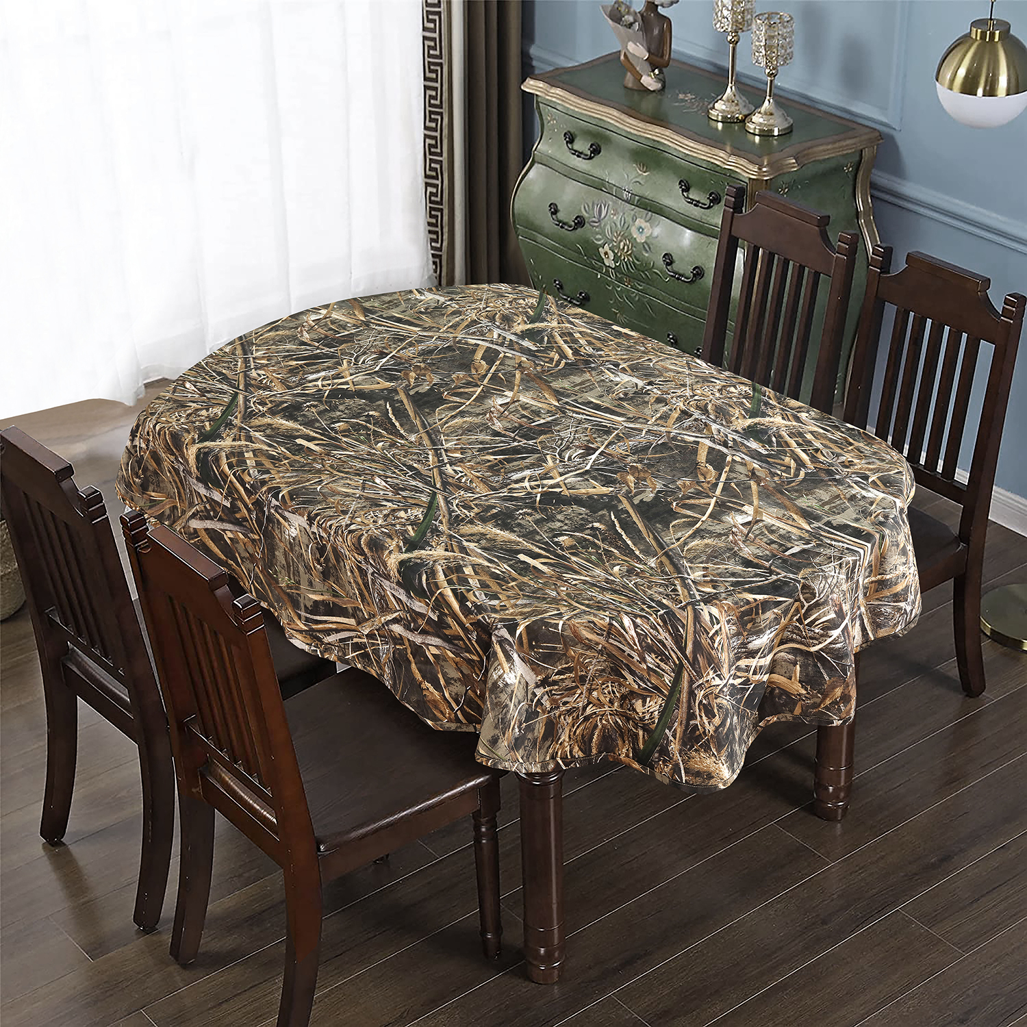 Realtree Max 5 Camo Table Cloth Oval - 60"x84" Polycotton Fabric ...