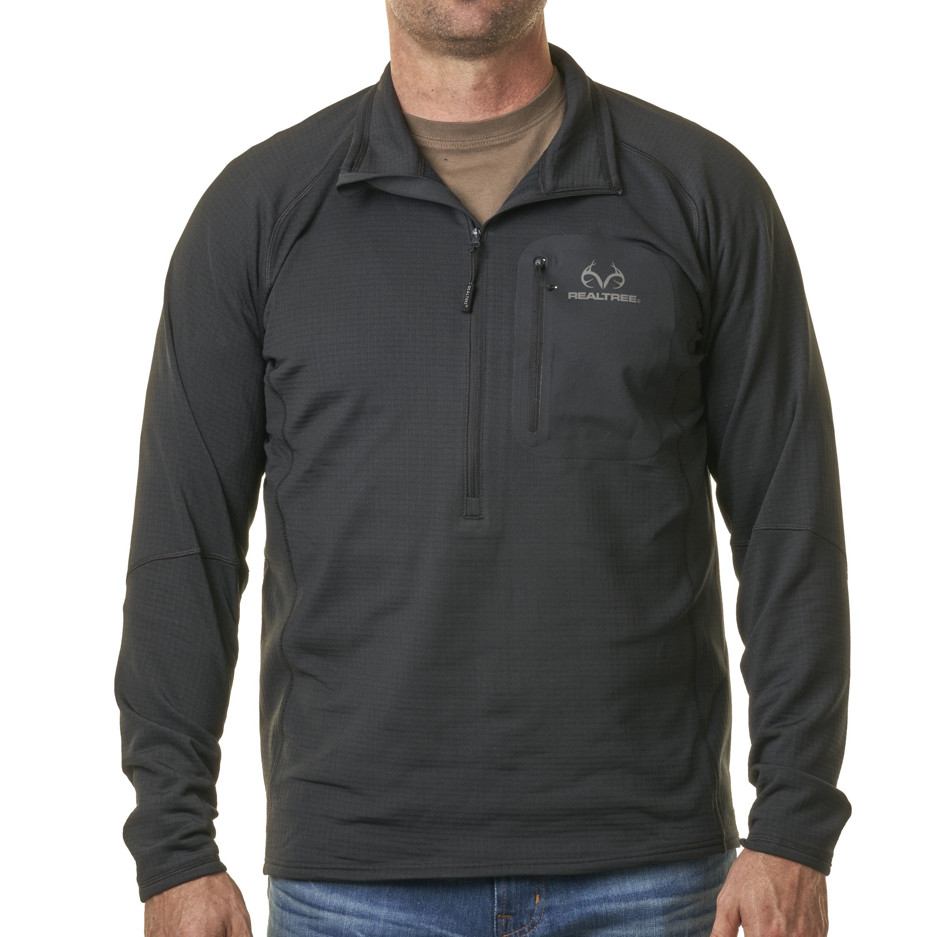 Realtree Men's 1/4 Zip Hunting Pullover- Black, New - Walmart.com