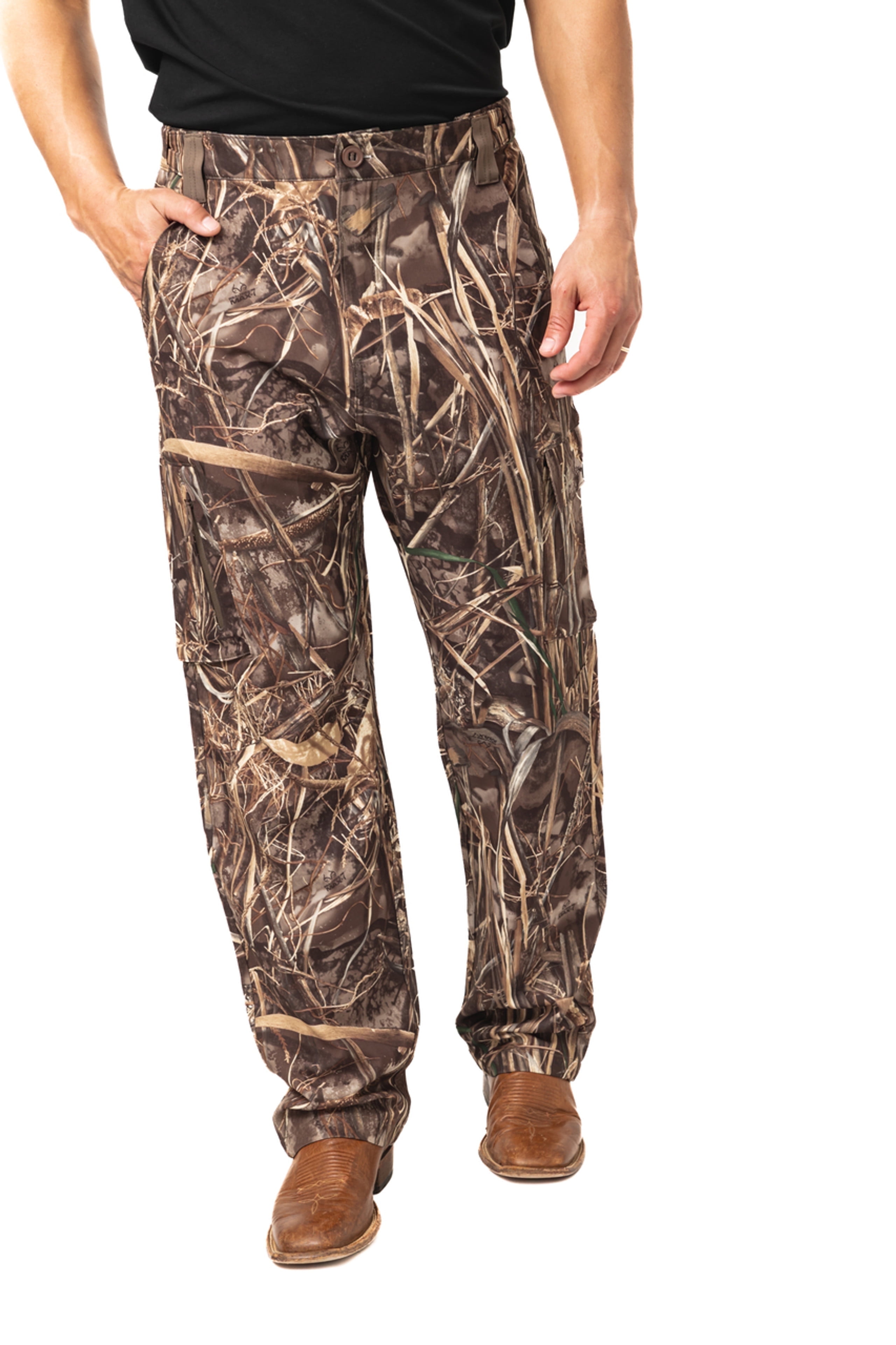 Realtree Men's All-Season Hunting Cargo Pants – Max-7 Camo, Stretch Fabric, 6 Pockets, Sizes S ...
