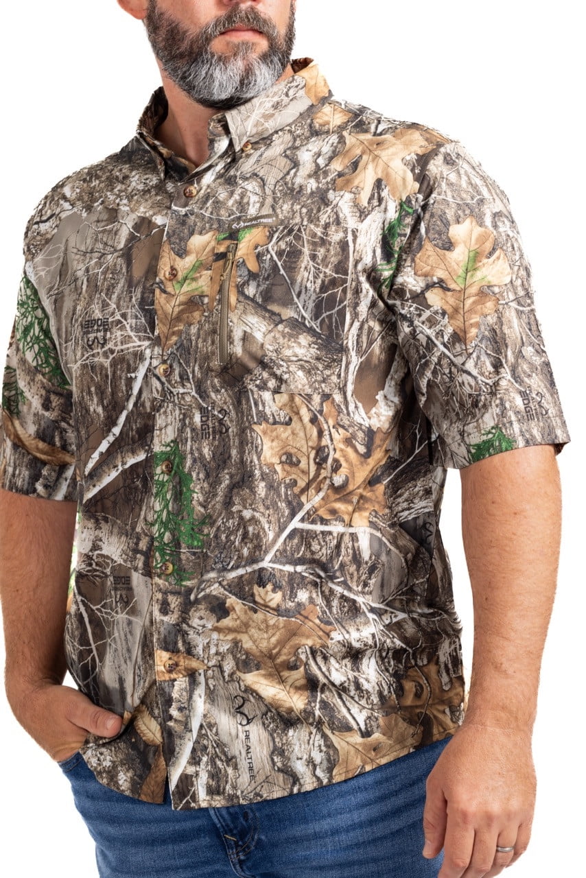 Realtree Men's Button Down Short Sleeve Camp Shirt – Lightweight ...