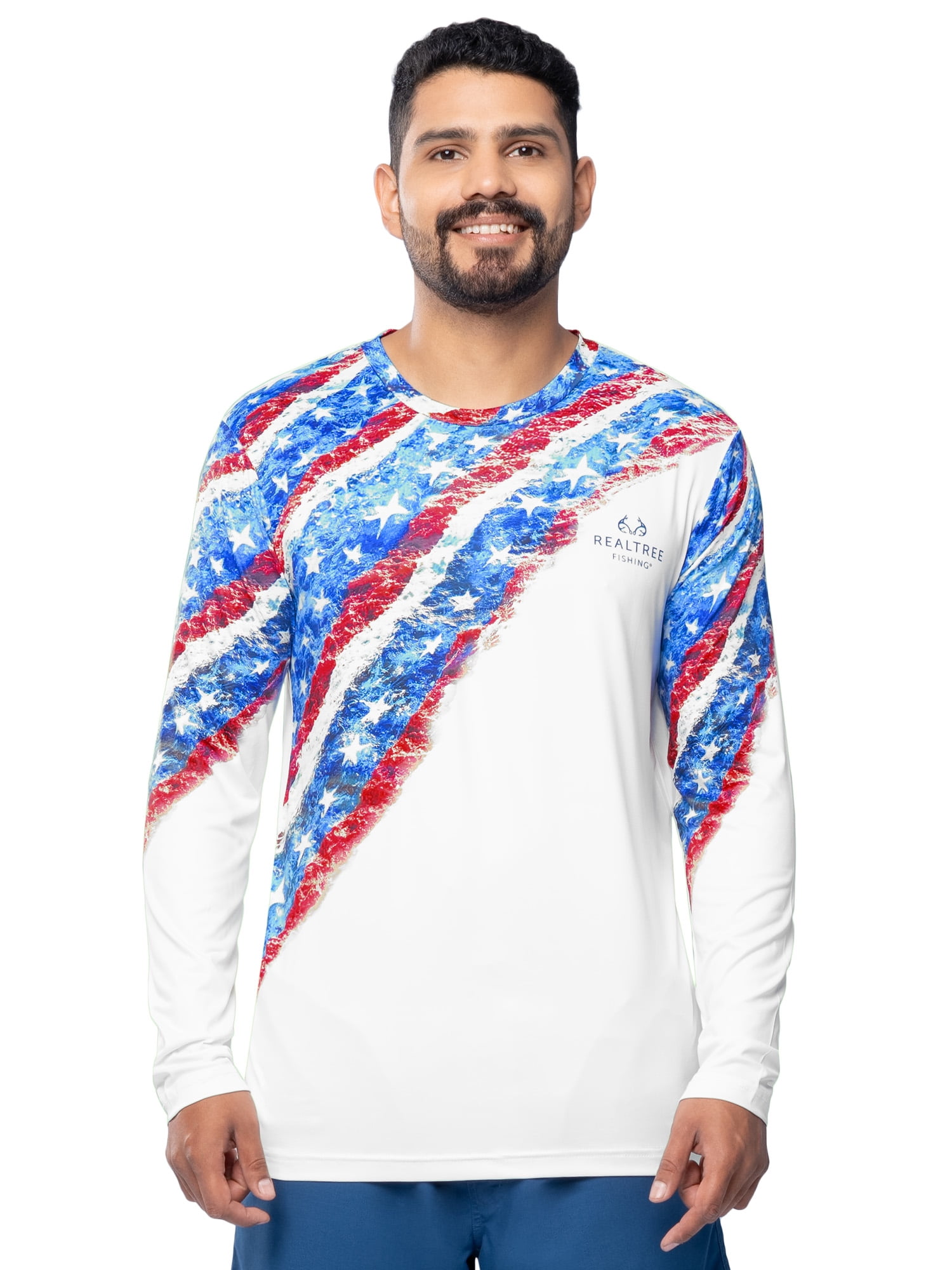 Realtree Men's Fishing Sport Americana UPF30 Long Sleeve Performance ...