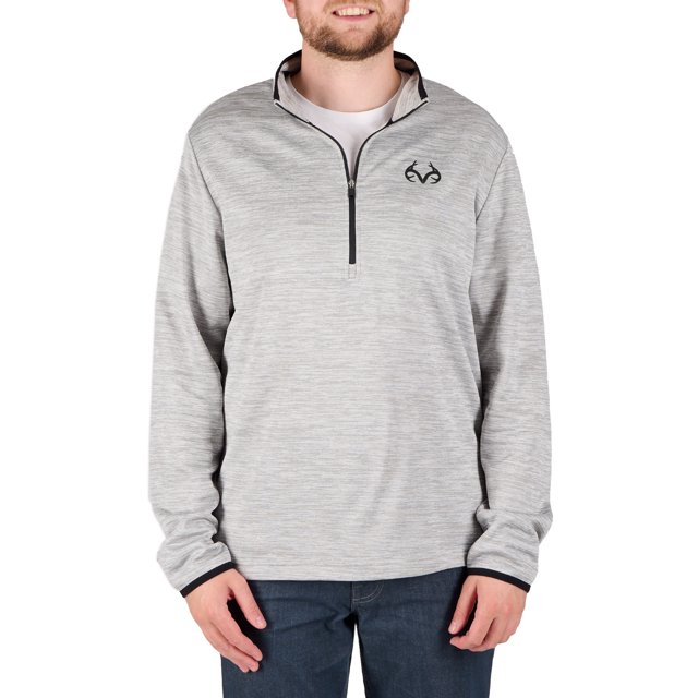 Realtree men's Fleece Quarter Zip Pullover Sweatshirt - Gray - Walmart.com