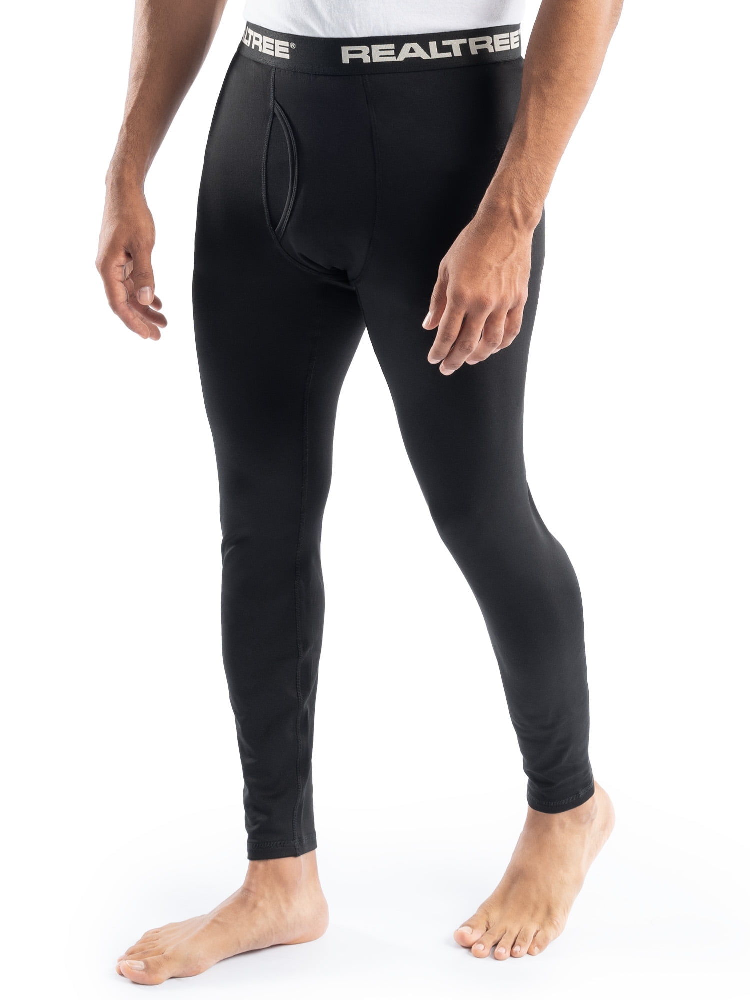 Realtree Men's Heavyweight Fleece Base Layer Thermal Pants, Black ...