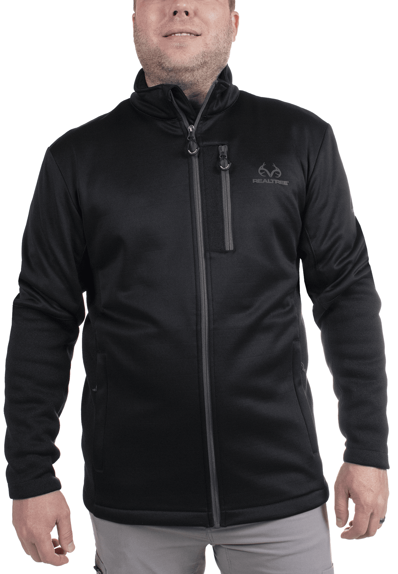 Free Shipping! Realtree Men's Hybrid Techshell Hunting Jacket Large Black Waterproof Camo Fleece ...