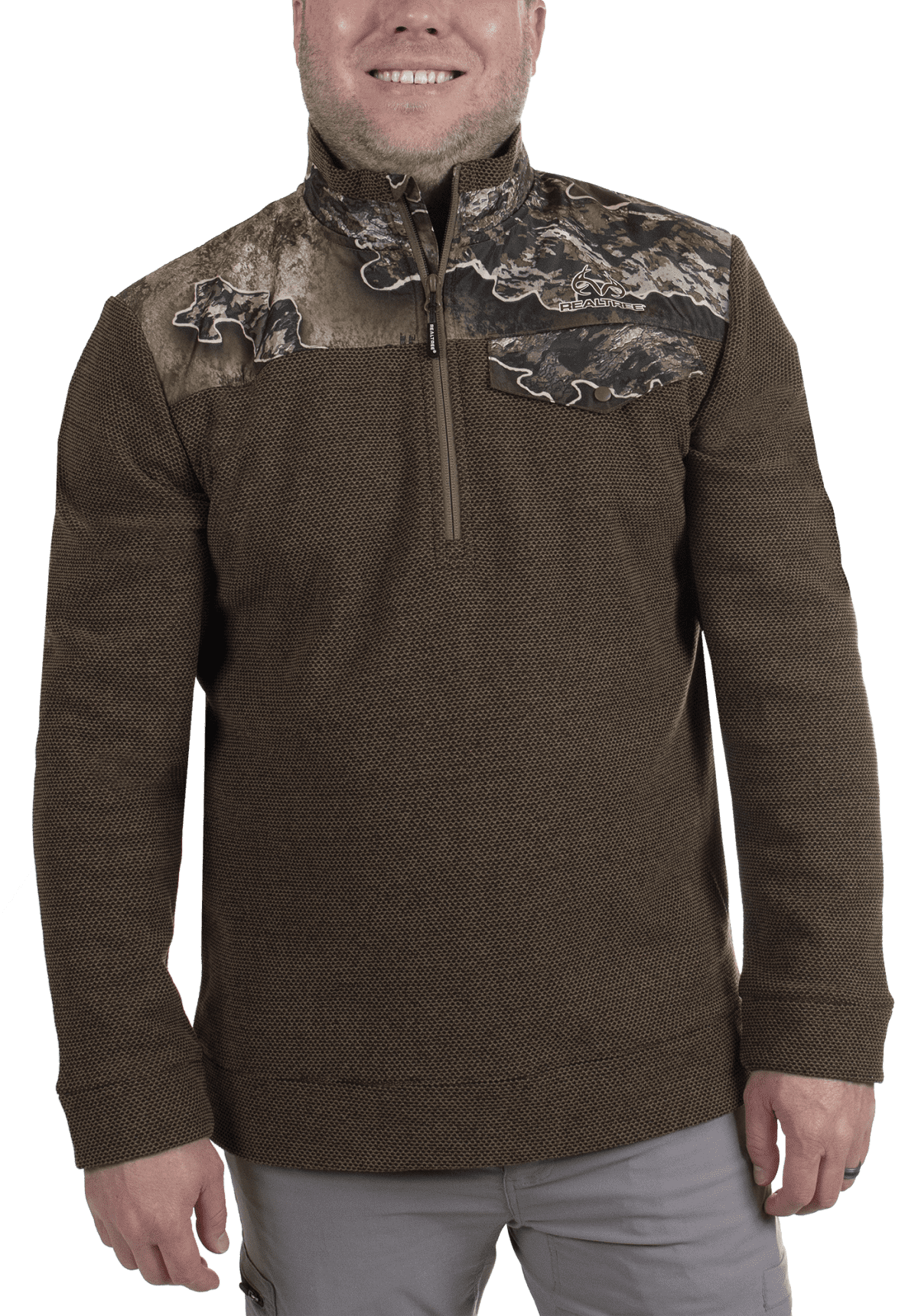 Realtree men's Jacquard Fleece Hunting Pullover Sherpa 1/4 Zip ...