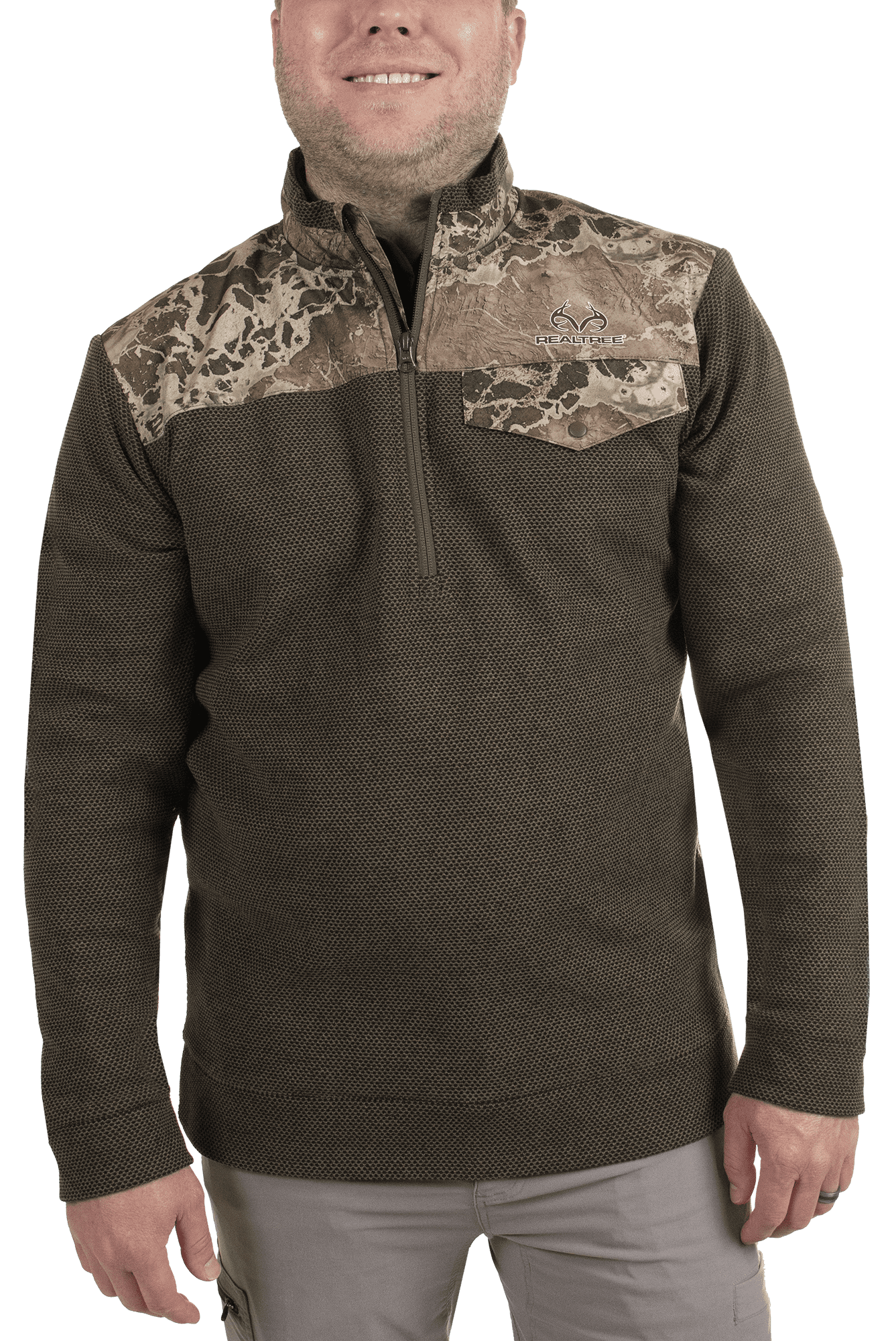 Realtree Men's Jacquard Fleece Hunting Pullover, Realtree Wav3X, Size ...