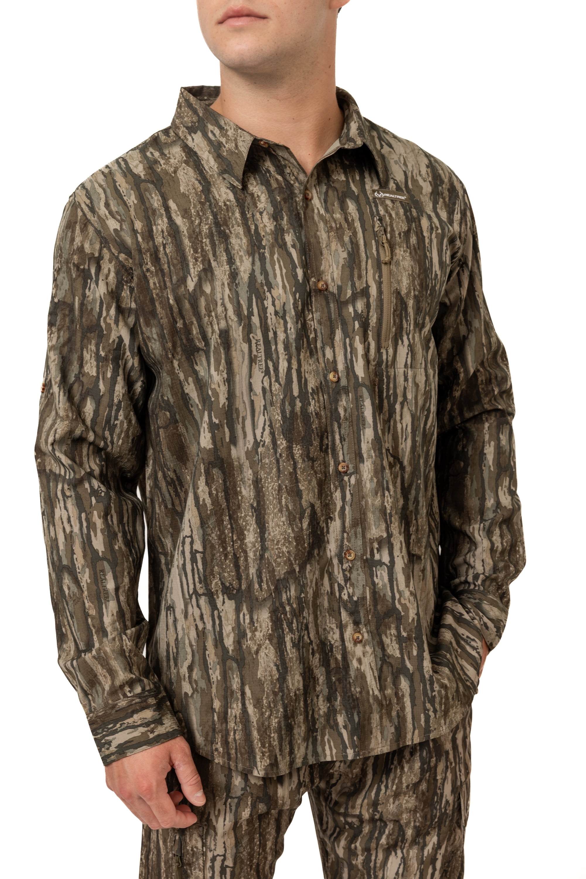 Realtree Men's Legacy Camo Long Sleeve Button Down Camp Shirt ...