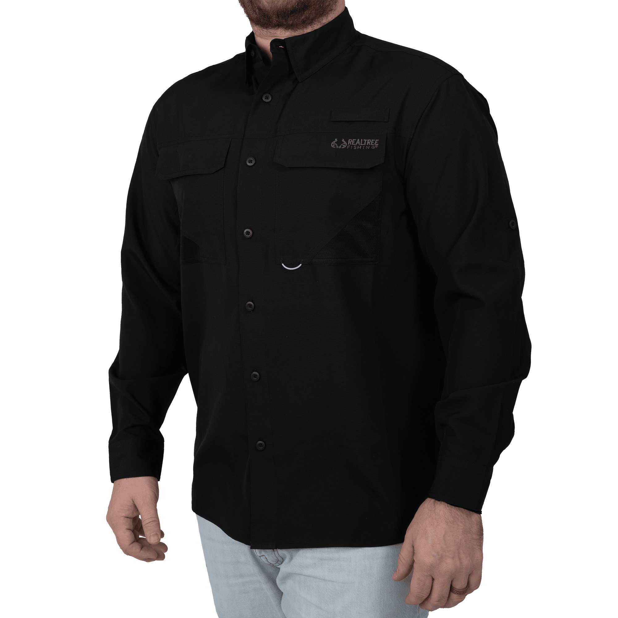 Realtree Men's Long Sleeve Performance Fishing Guide Shirt Black XL ...