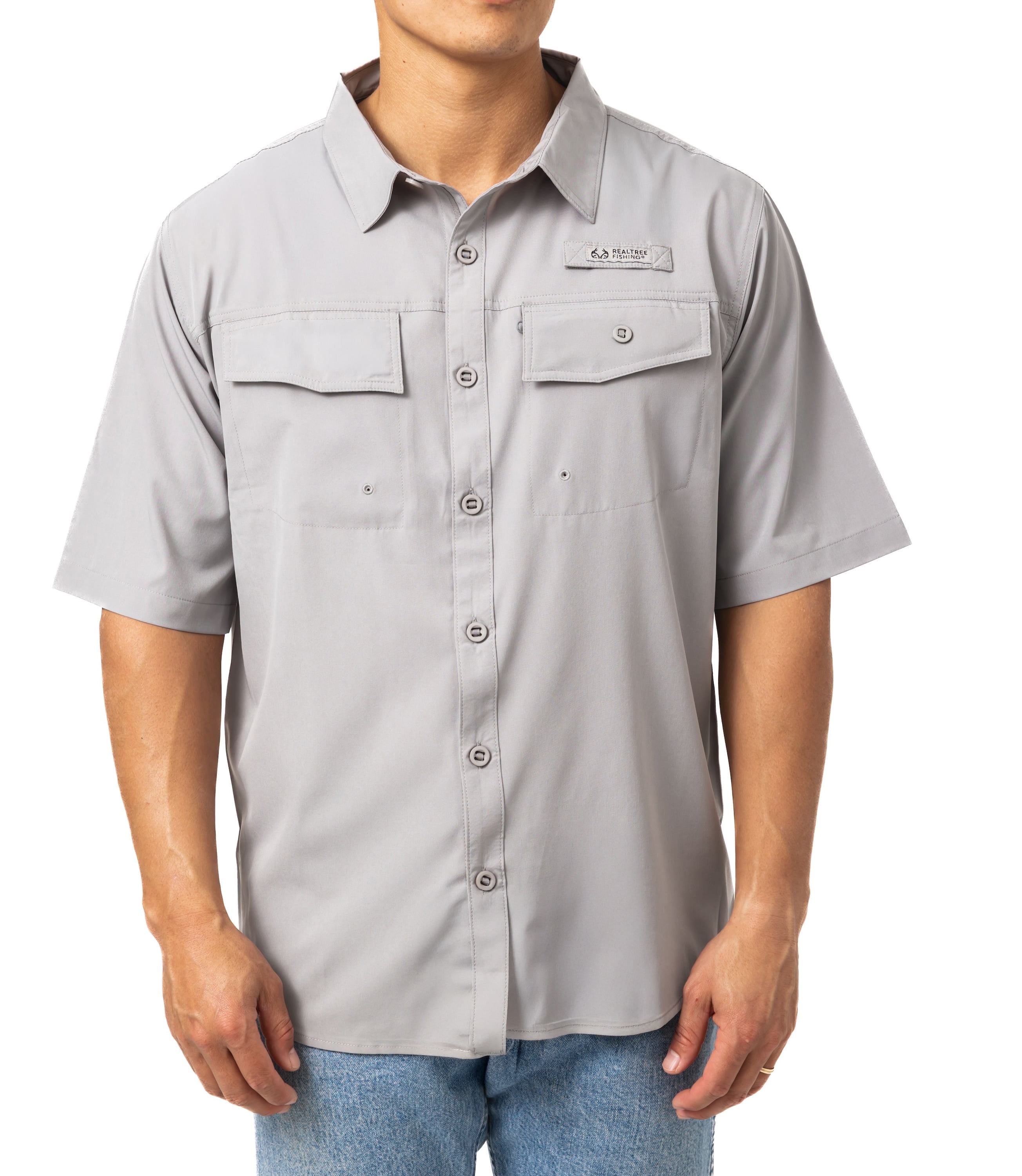 Realtree Men’s Short Sleeve Button-Down Camp Shirt, 4-Way Stretch, UPF ...