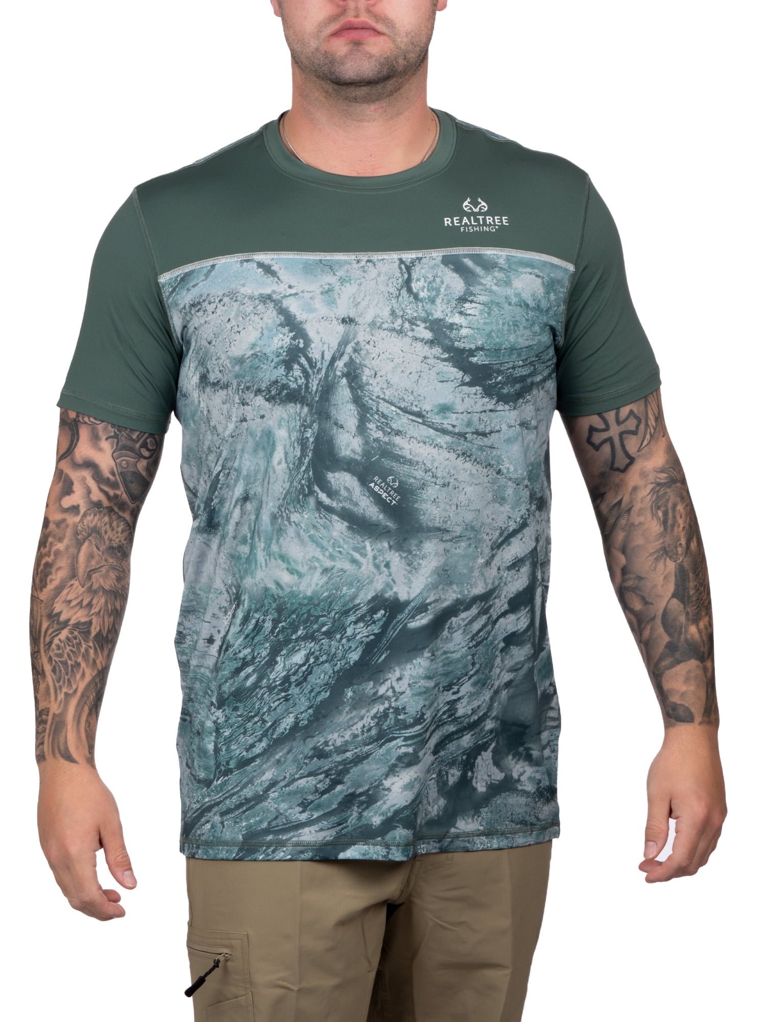 Realtree Mens Short Sleeve Jersey Recycled Polyester UPF Scent Control ...