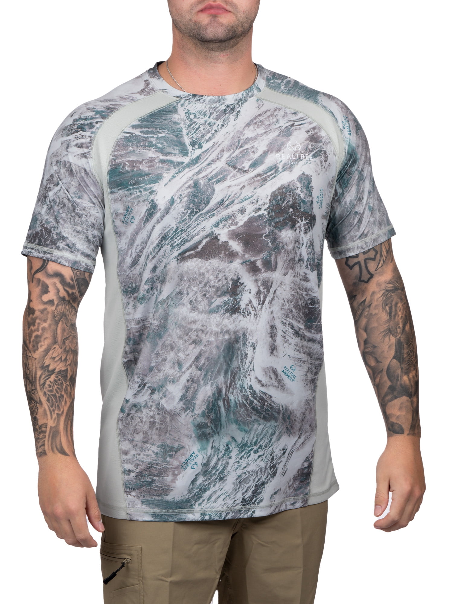 Realtree Mens Short Sleeve Jersey Recycled Polyester UPF Scent Control ...