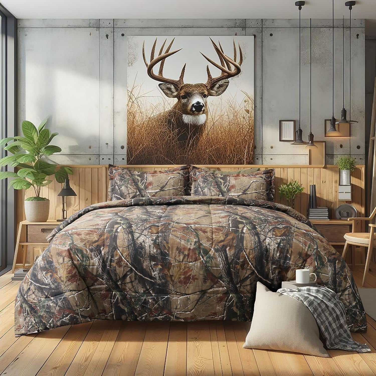 Realtree All Purpose Camo Full Comforter Set 3 Piece Polycotton Rustic ...
