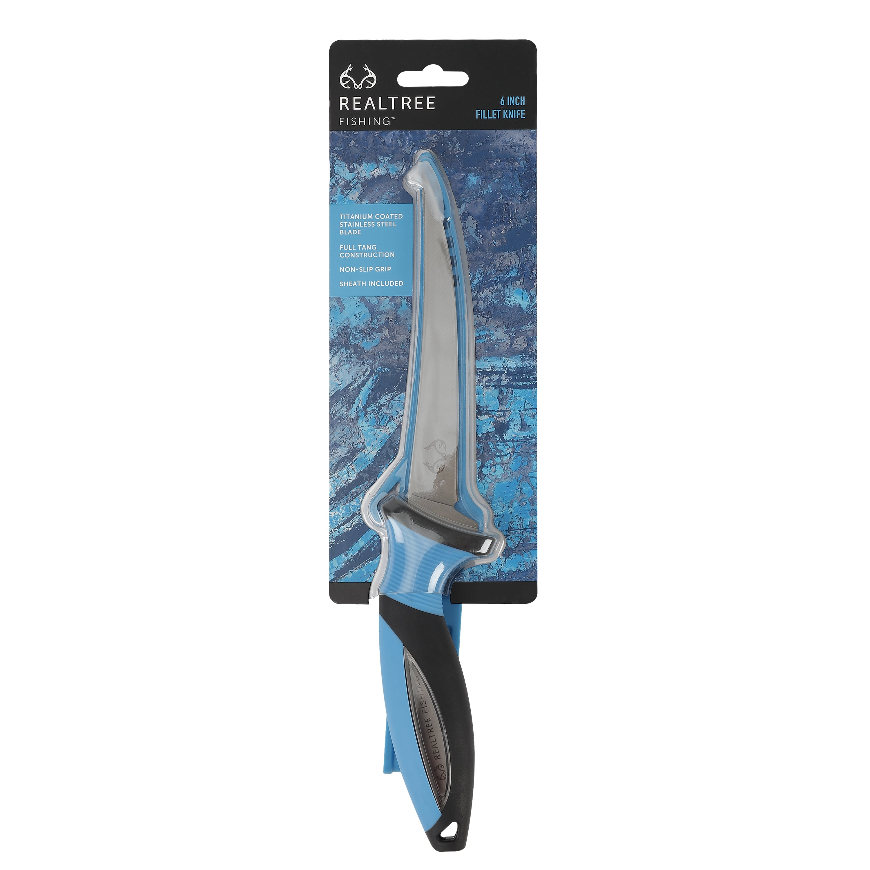 Realtree Stainless Steel Fishing Fillet Knife, 6" Blade Length, Black ...
