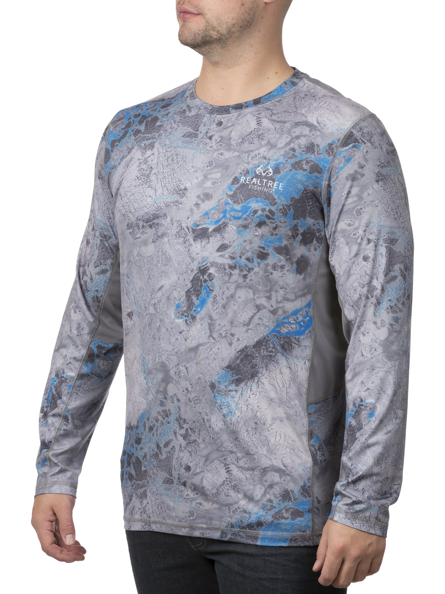 Realtree Wav3 Tahoe Blue Men's Long Sleeve Performance Fishing Tee ...