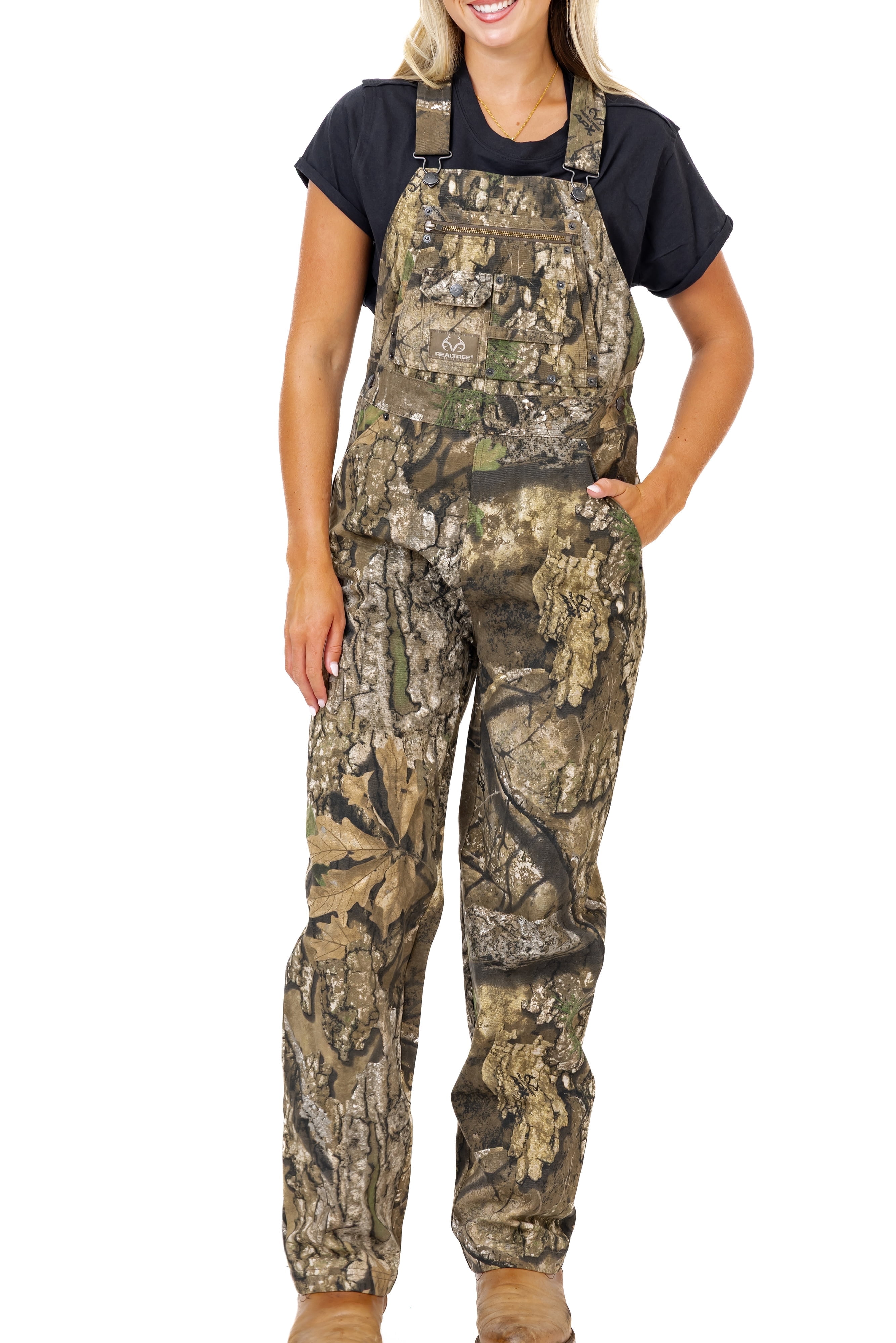 Realtree Women's Camo Hunting Cotton Bib Overalls, All-season ...