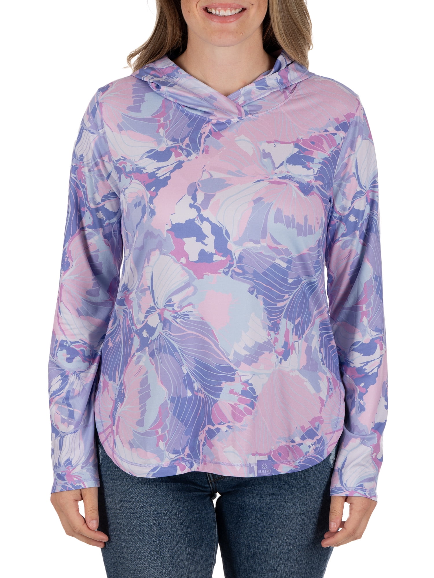 Realtree Women's Long Sleeve Performance Fishing Hoodie, Violet Breeze ...
